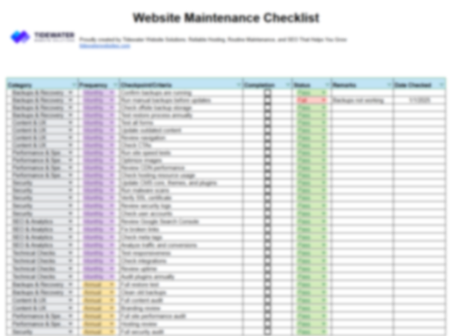 Website Maintenance Checklist Template | Download Free